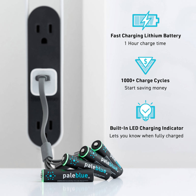 AAA USB Rechargeable Lithium Batteries | Paleblue