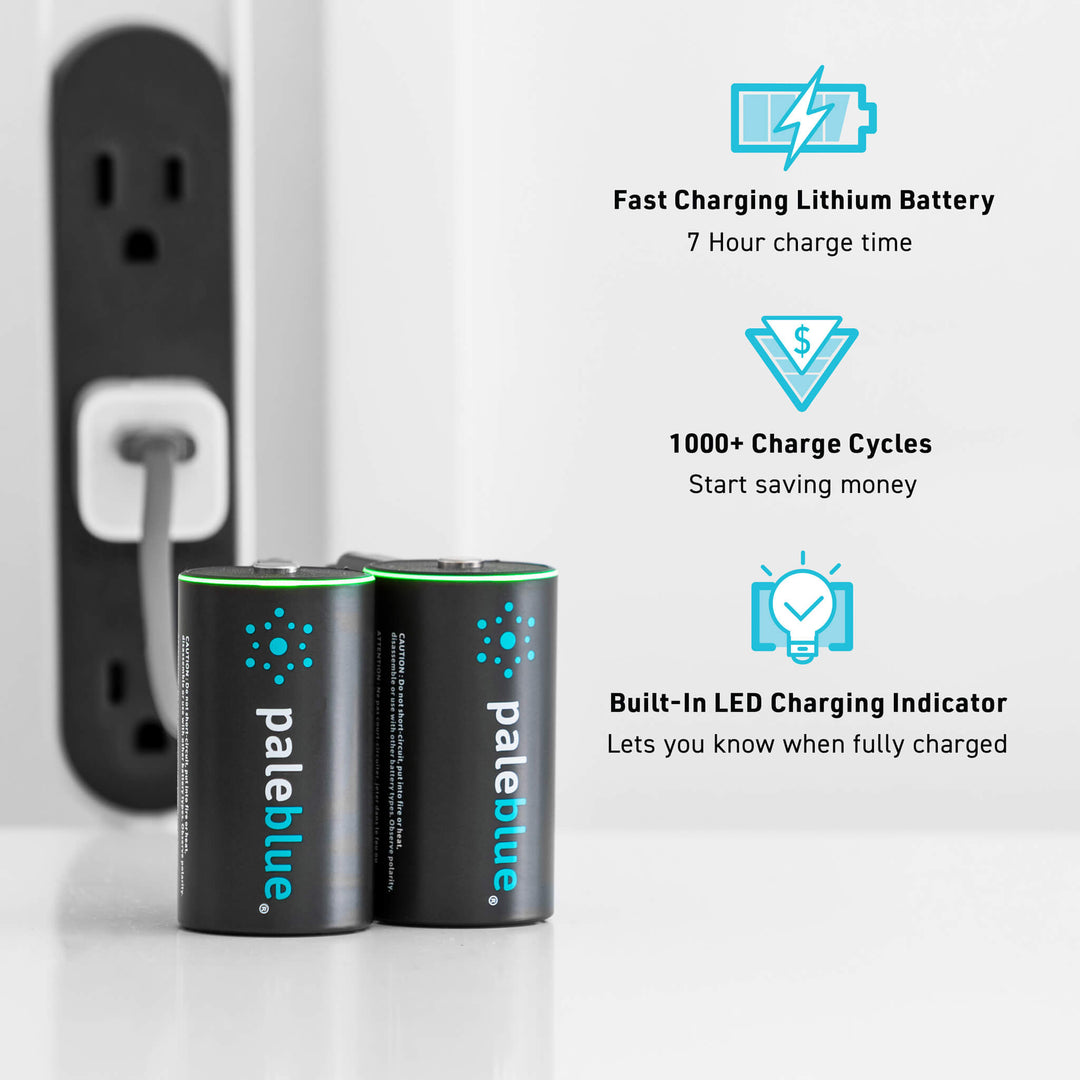 Rechargeable D Batteries with USB-C | Paleblue