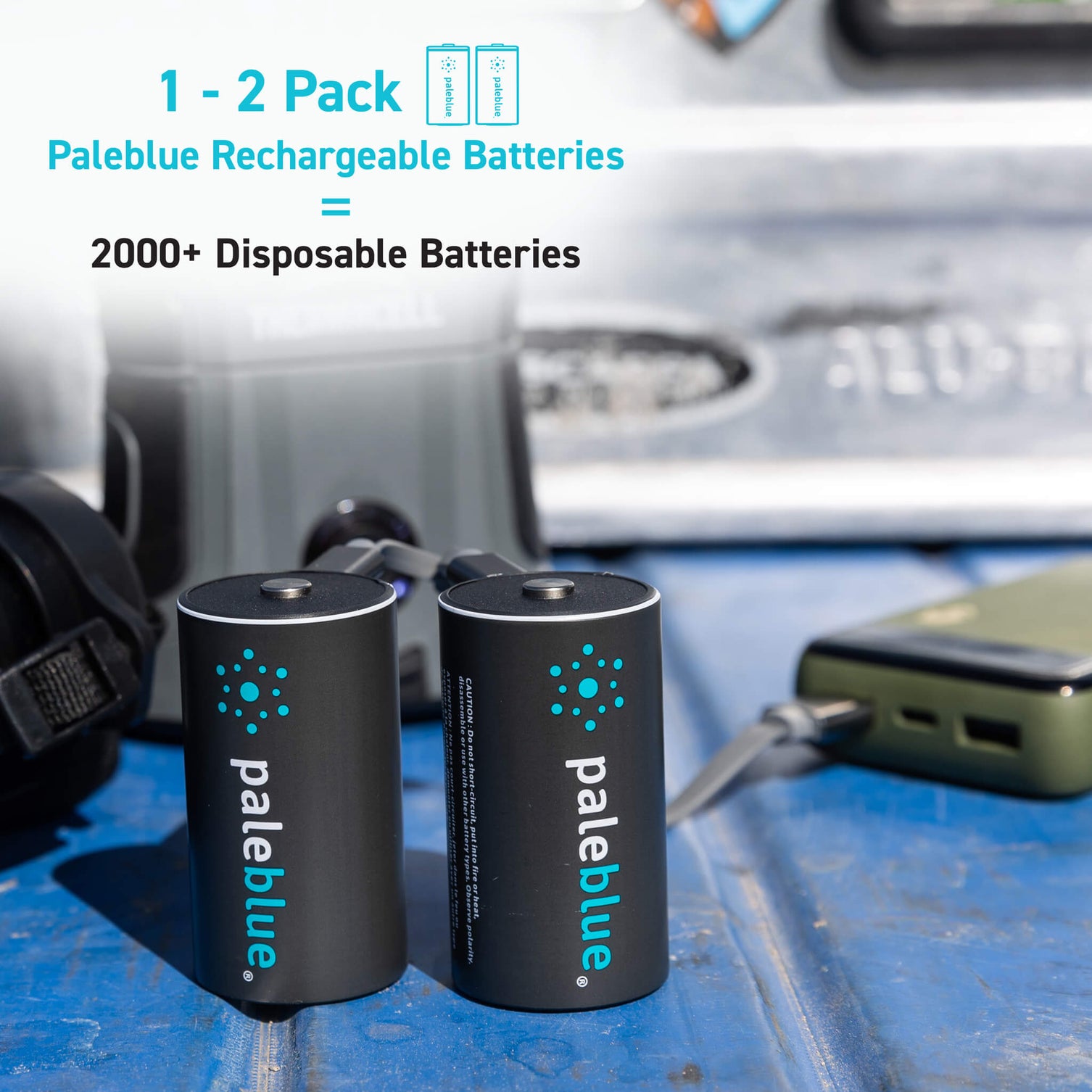 Rechargeable D Batteries with USB-C | Paleblue